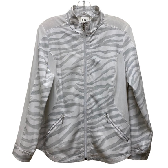 Chico's | Jackets & Coats | Zenergy Golf Zebra Print Mesh Contrast Zip ...